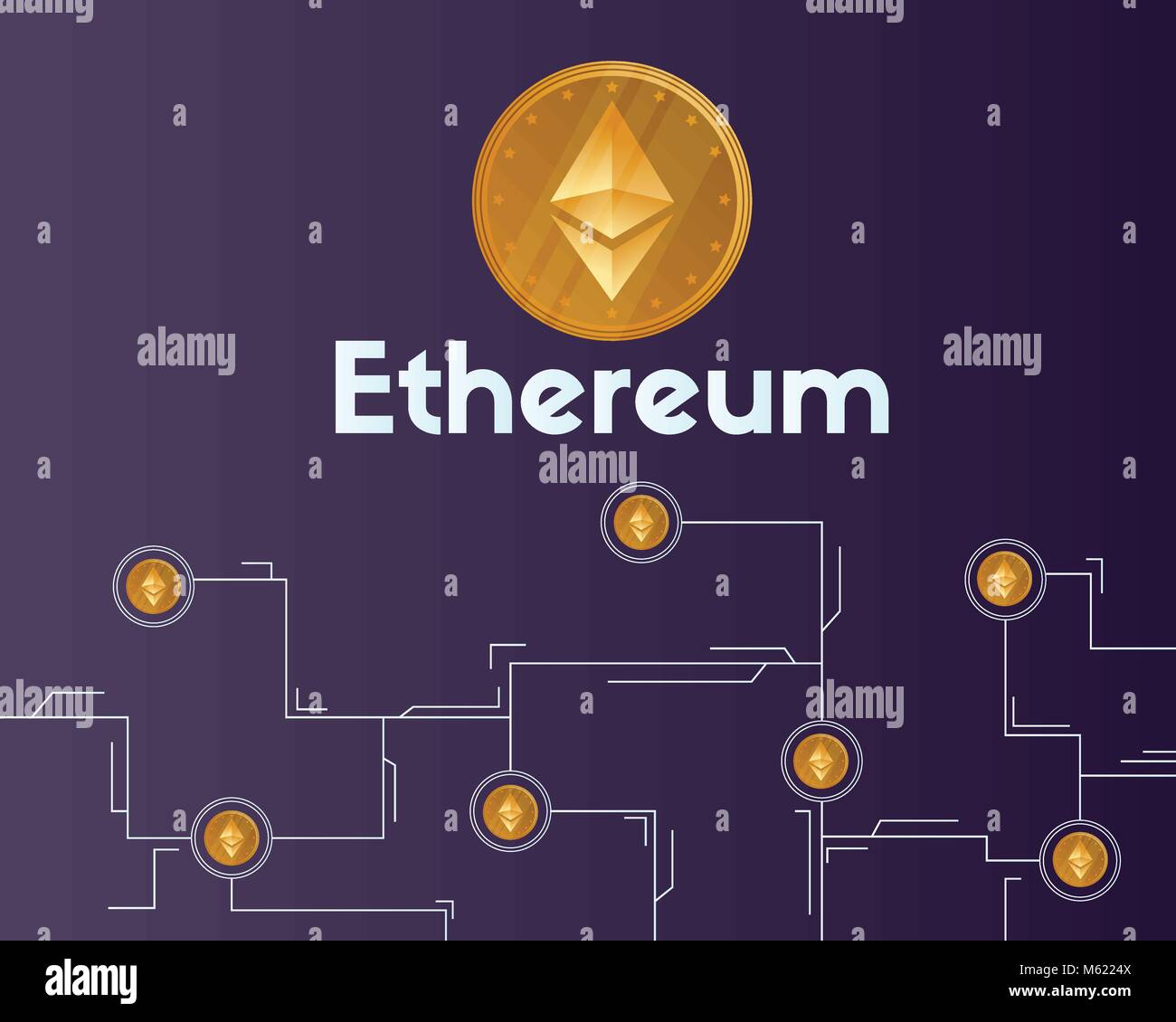 Blockchain ethereum cryptocurrency on dark background Stock Vector ...