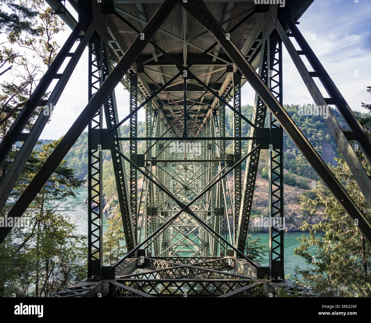 Unique perspective beneath world famous bridge in Pacific Northwest ...