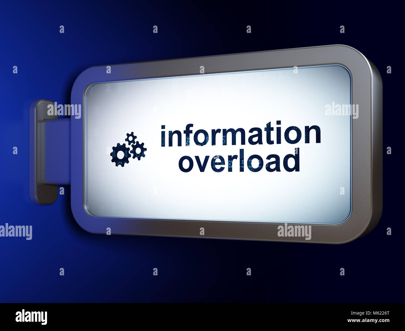 Data concept: Information Overload and Gears on billboard background ...