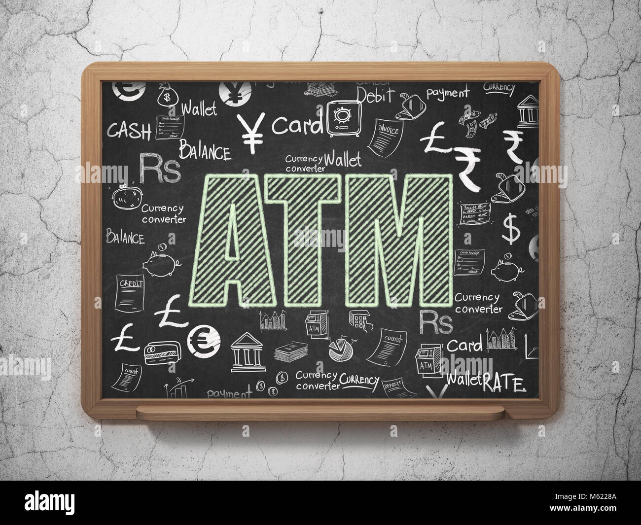 Currency concept: ATM on School board background Stock Photo - Alamy
