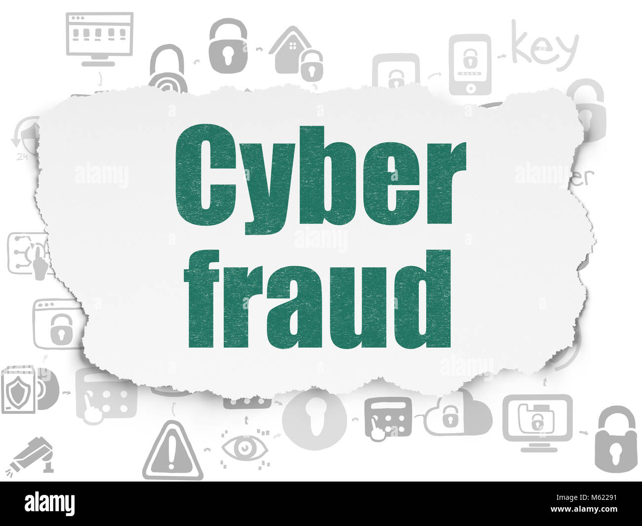 Security concept: Cyber Fraud on Torn Paper background Stock Photo - Alamy