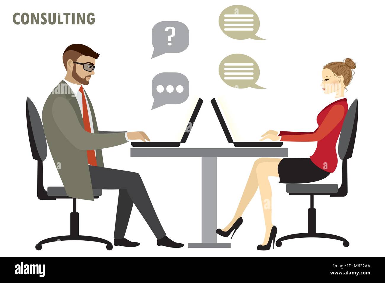 Flat character of business consulting concept , isolated on white ...