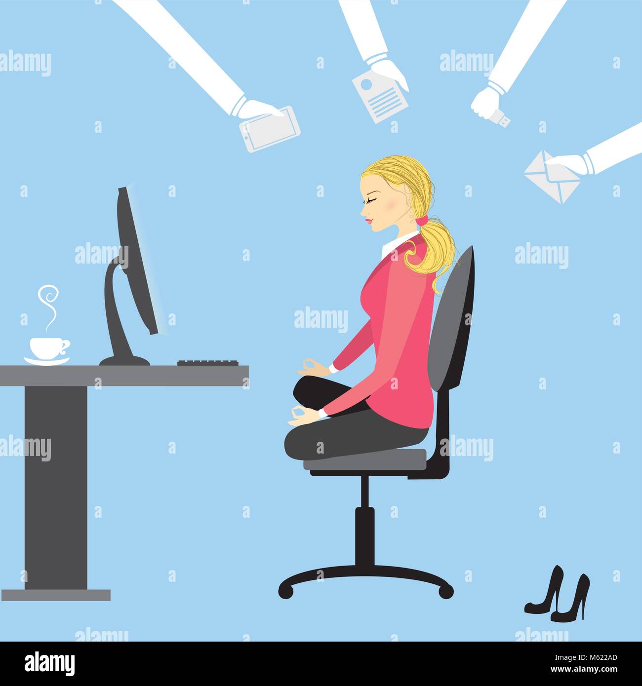 Office workers or business woman sitting at the table. work without ...