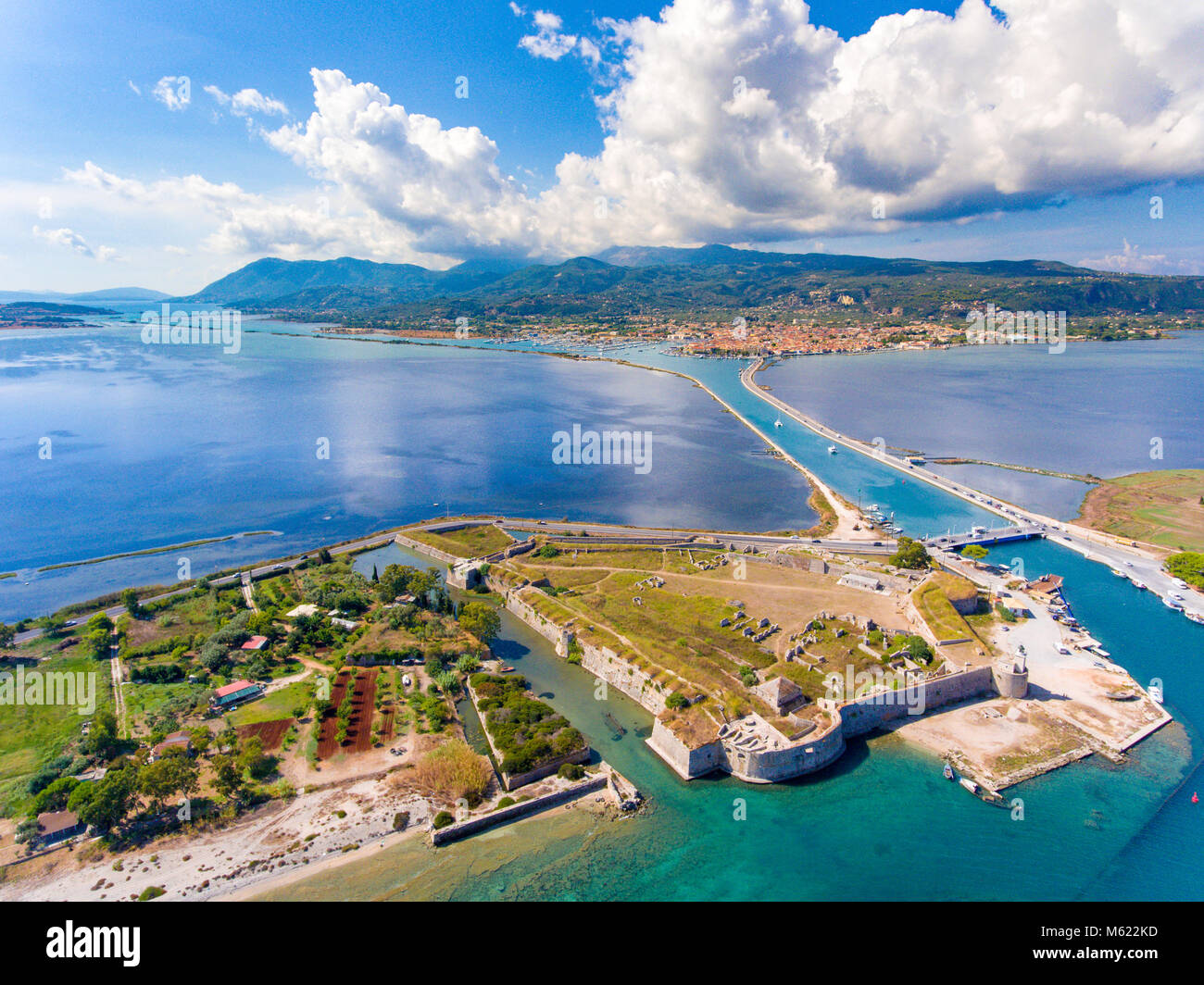 Lefkada Santa Maura Castle birds eye view Stock Photo - Alamy