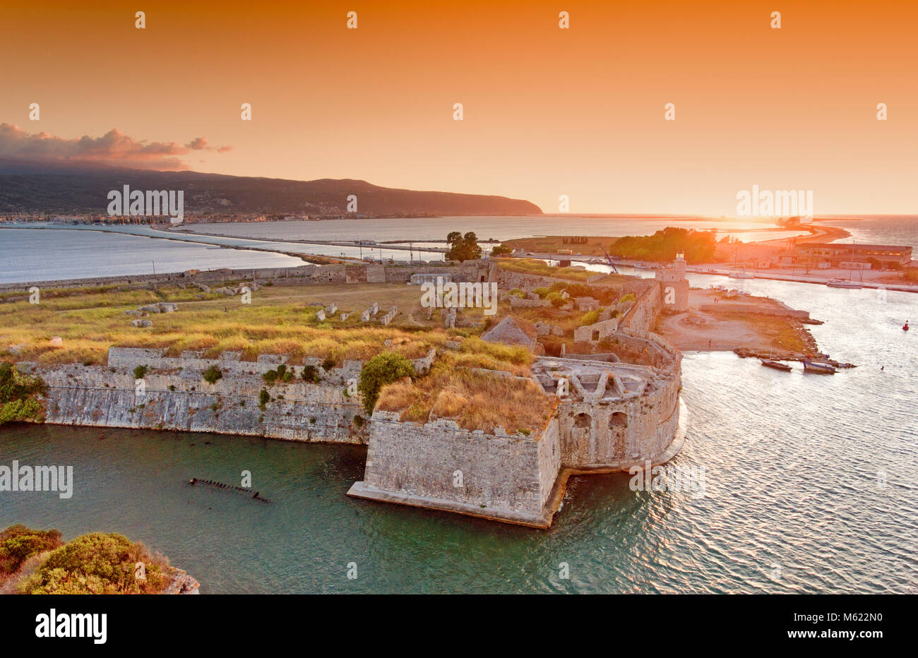 Sunset in Lefkada at the Castle Lighthouse near Lefkada Town Stock ...