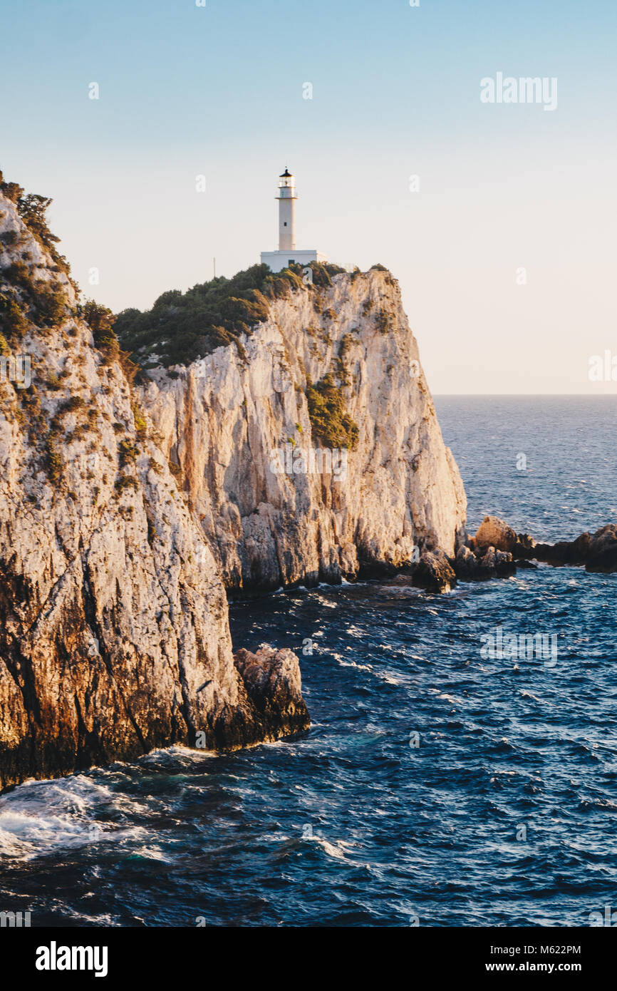 Sunset in Lefkada at the Cape Lefkatas Lighthouse Stock Photo - Alamy