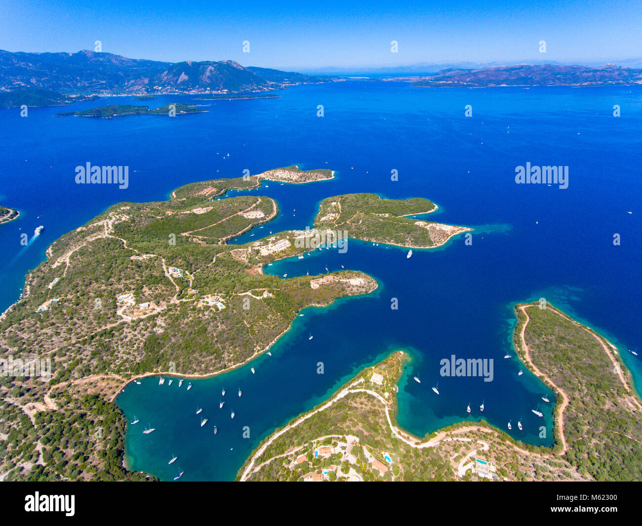 Meganisi Island panoramic aerial view Stock Photo - Alamy