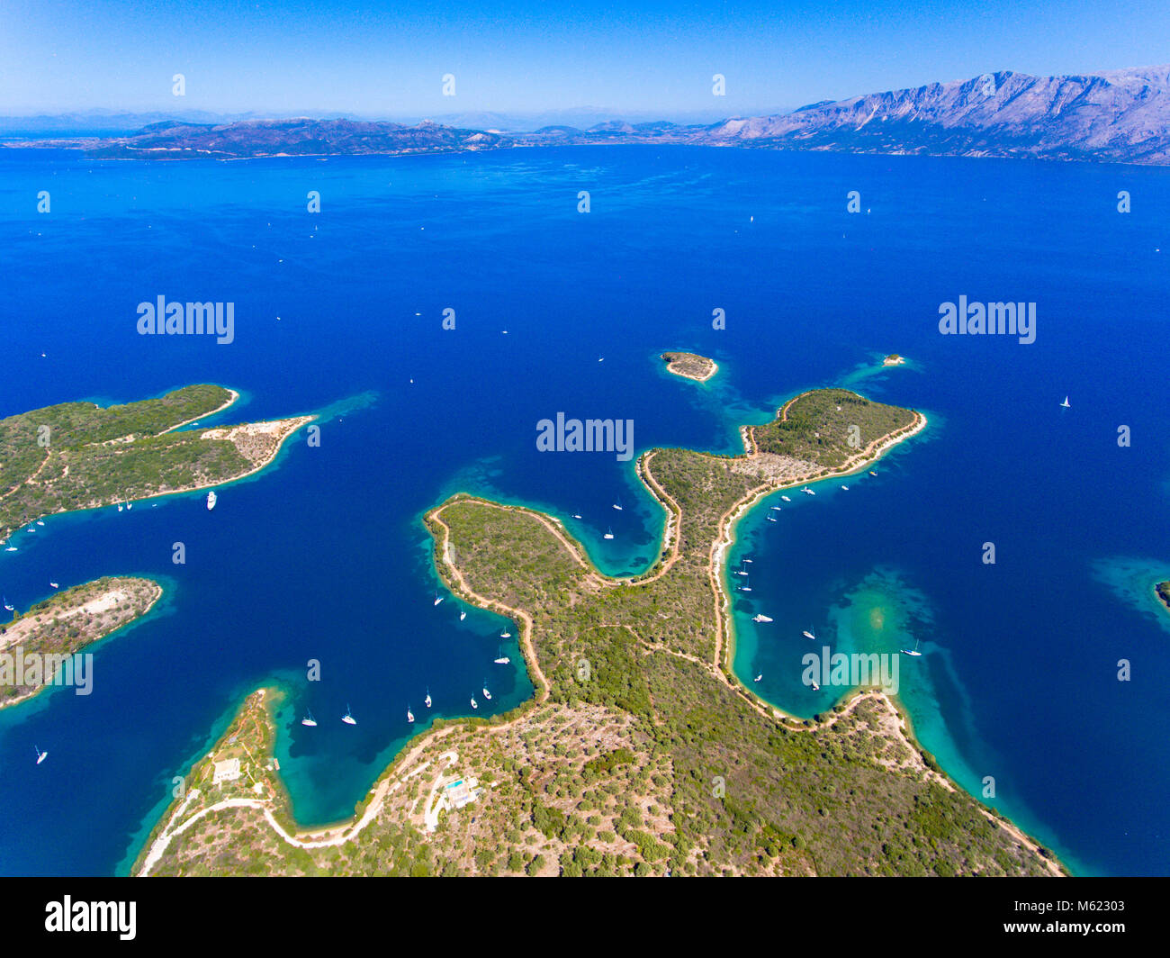 Meganisi Island panoramic aerial view Stock Photo - Alamy