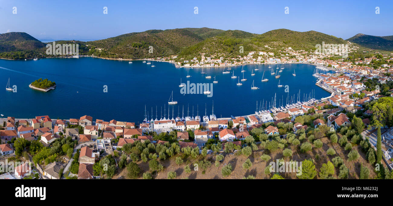 Aerial panorama of Vathy Ithaca Island in Greece Stock Photo - Alamy