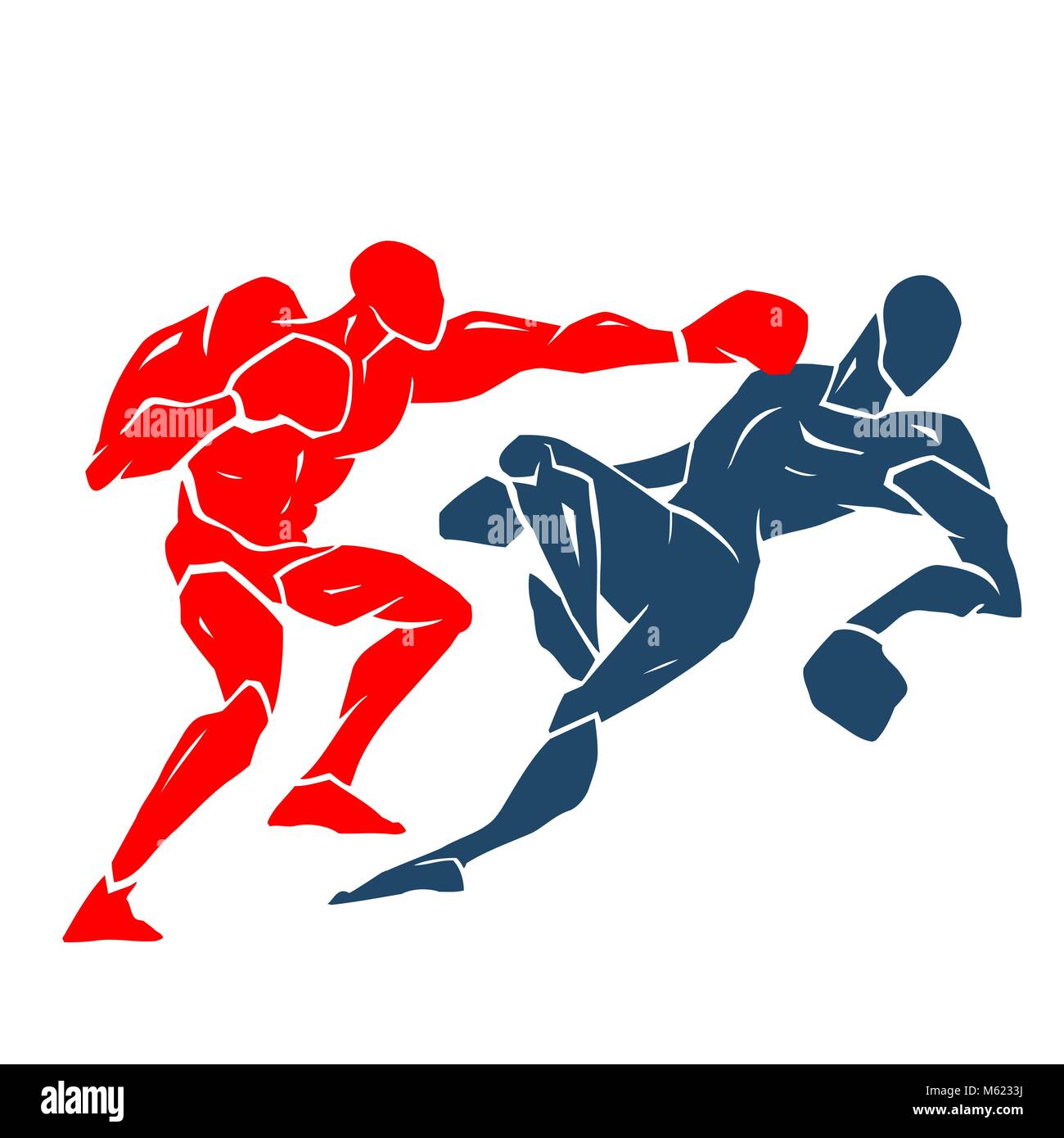 Boxing match. Silhouette of two professional boxer Stock Vector Image ...