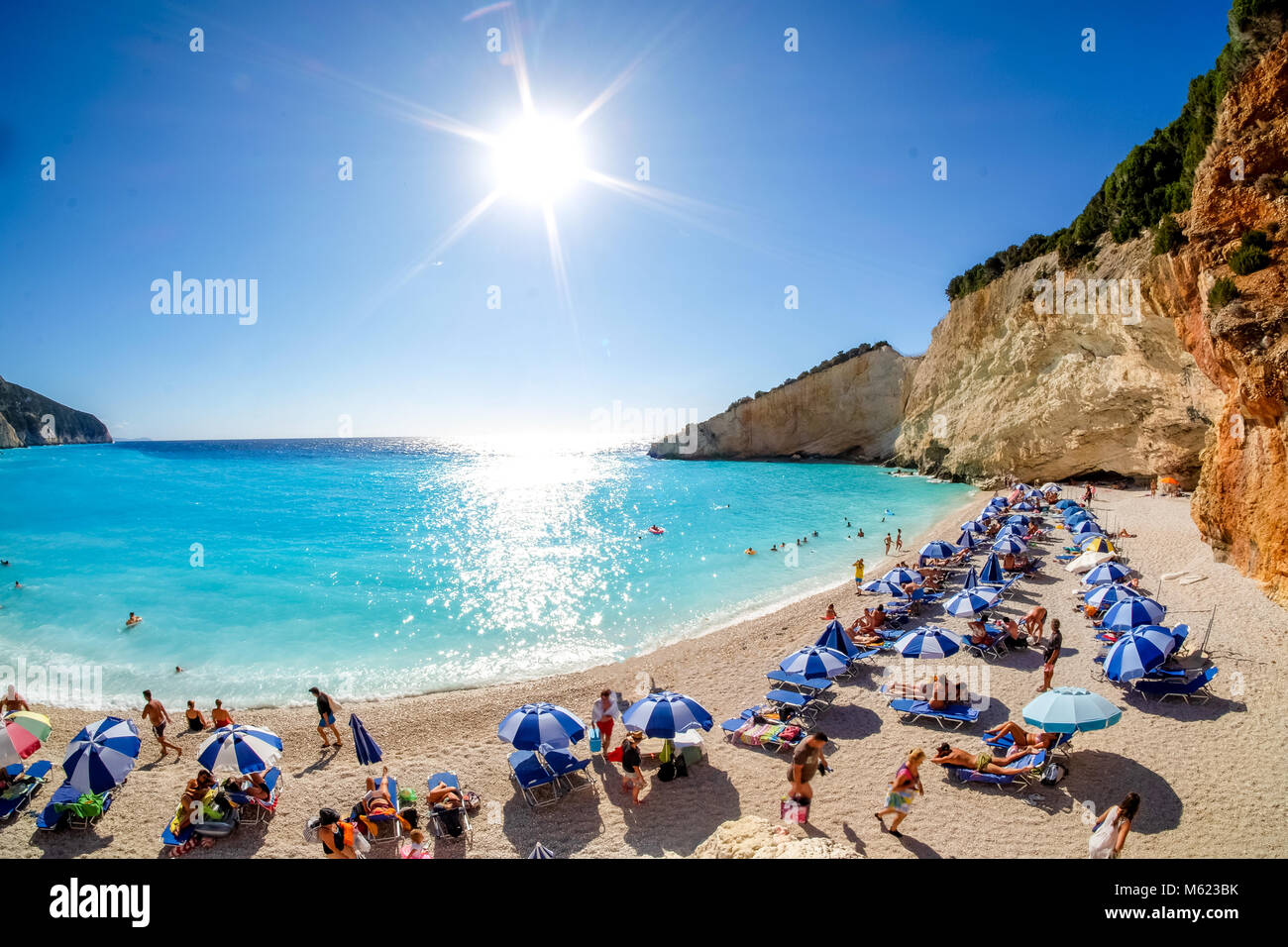 Porto Katsiki Beach in Lefkada Island, Greece. HDR panorama image Stock ...