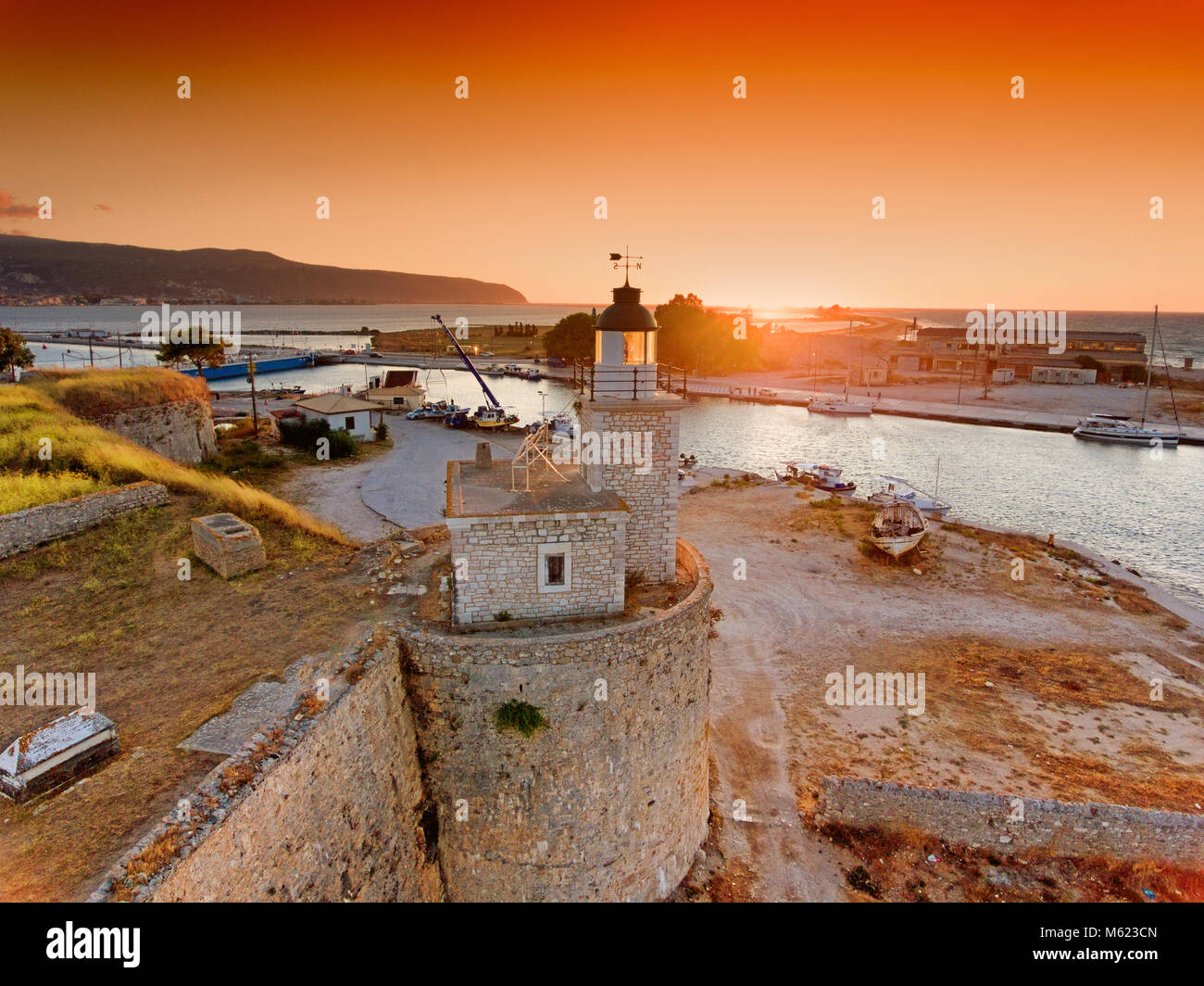 Sunset in Lefkada Town in Lefkada (Lefkas) Island Greece. Artistic ...