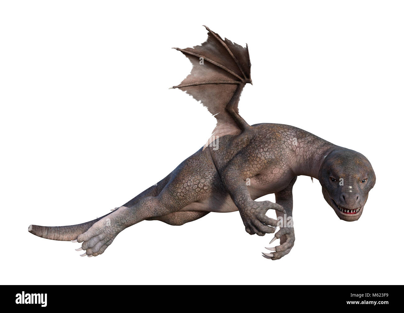 3D rendering of a fantasy hatchling dragon isolated on white background ...