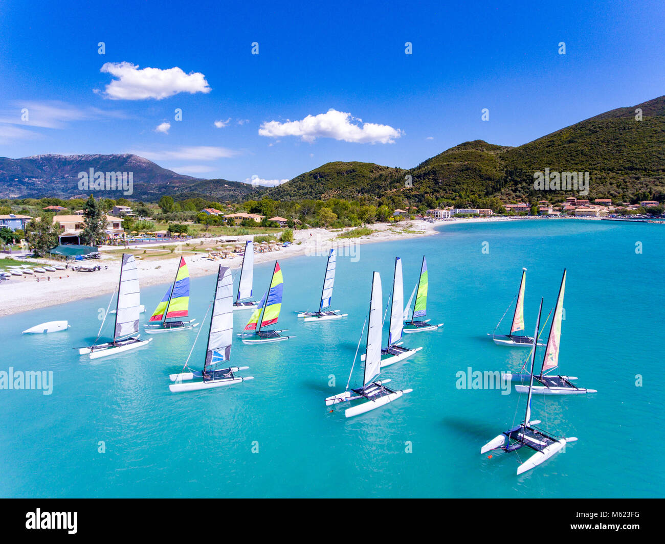Windsurf boats in Vasiliki, Lefkada Greece Ioanian Island Stock Photo ...