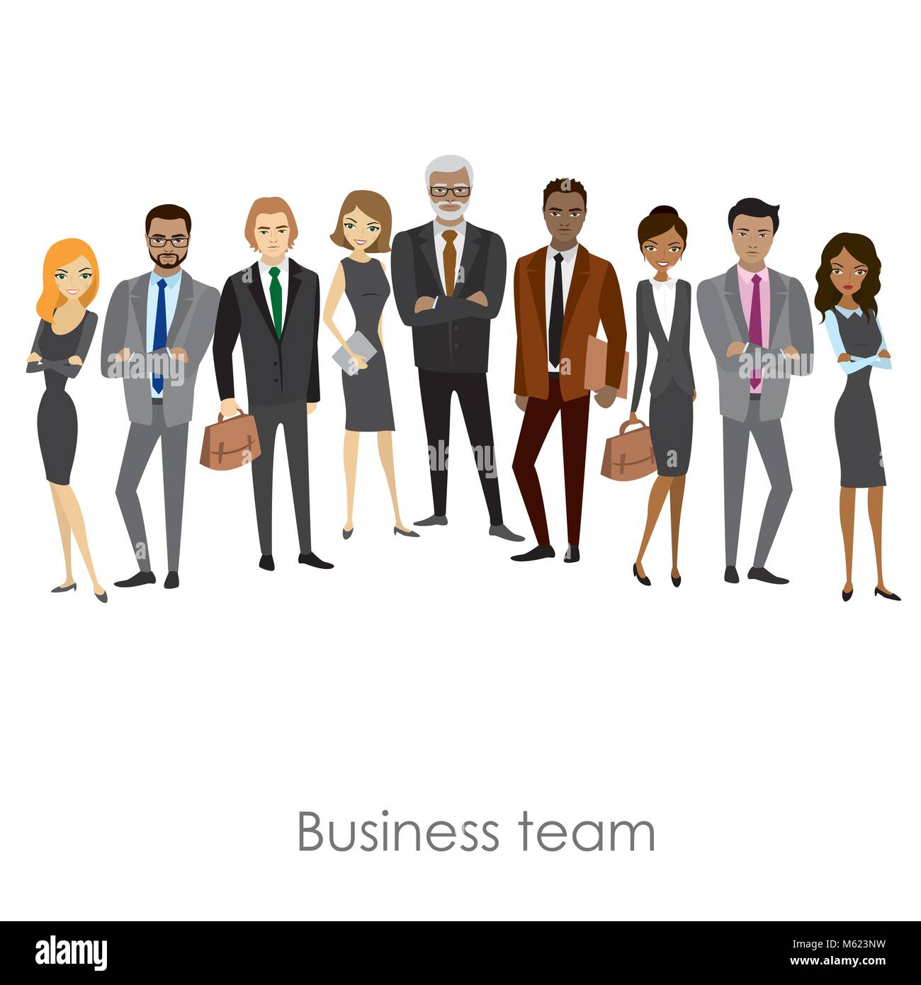 Business team of employees and the boss ,isolated on white background ...