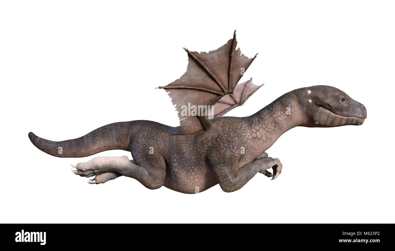 3D rendering of a fantasy hatchling dragon isolated on white background ...