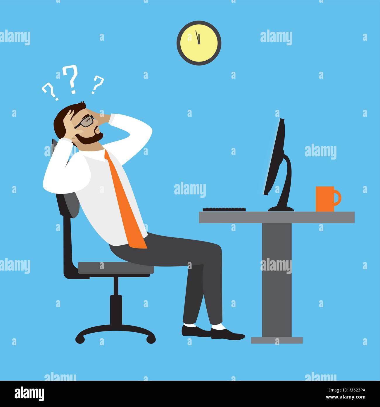 Overworked and tired businessman or office worker sitting at his desk ...