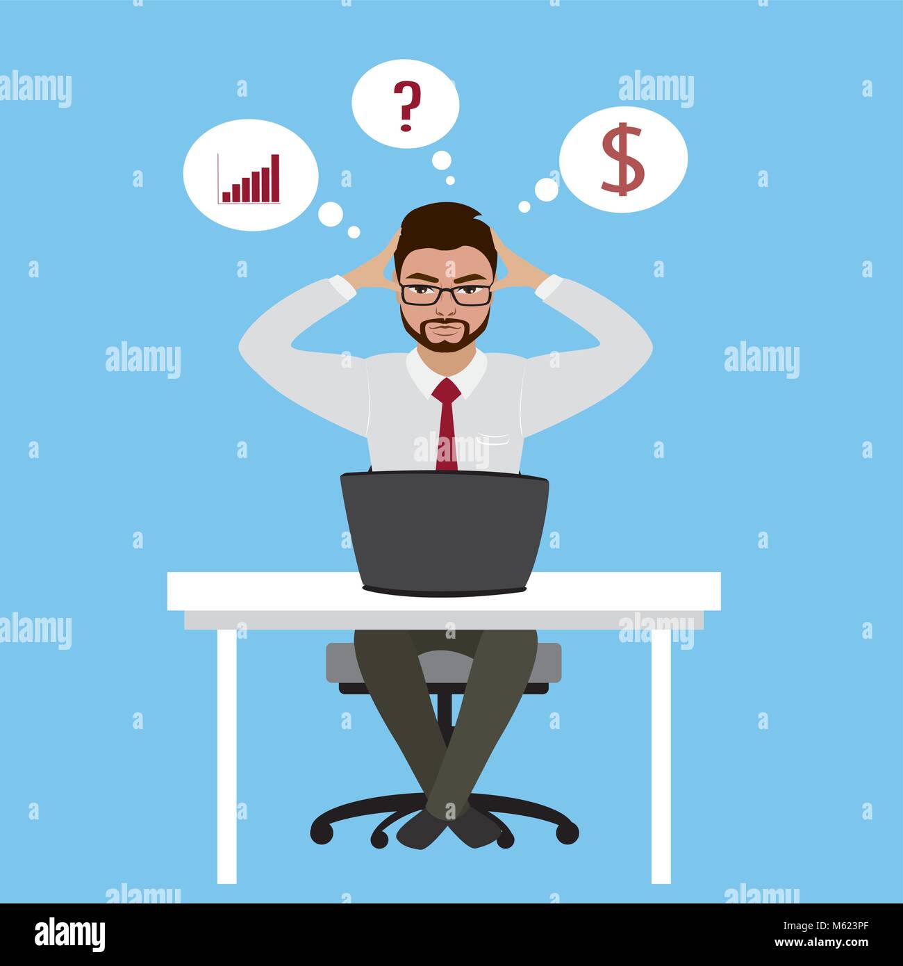 Overworked and tired businessman or office worker sitting at his desk ...