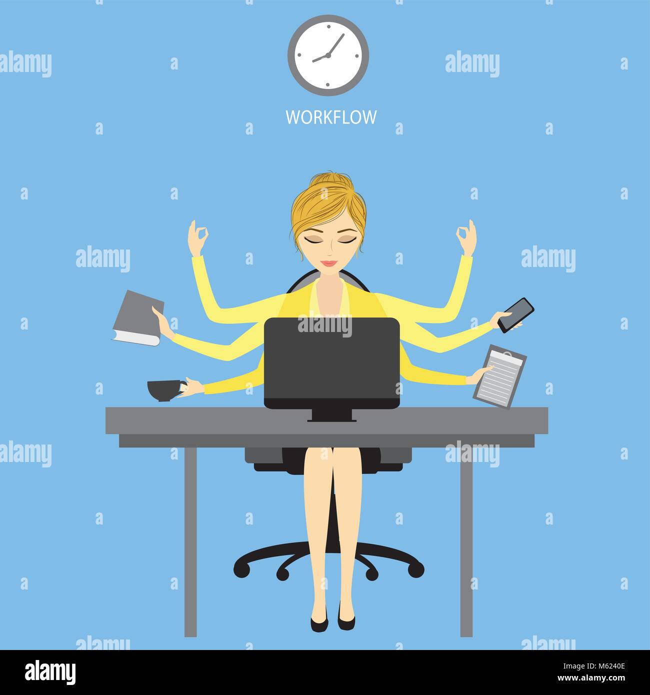 Multi tasking and woman Stock Vector Images - Alamy
