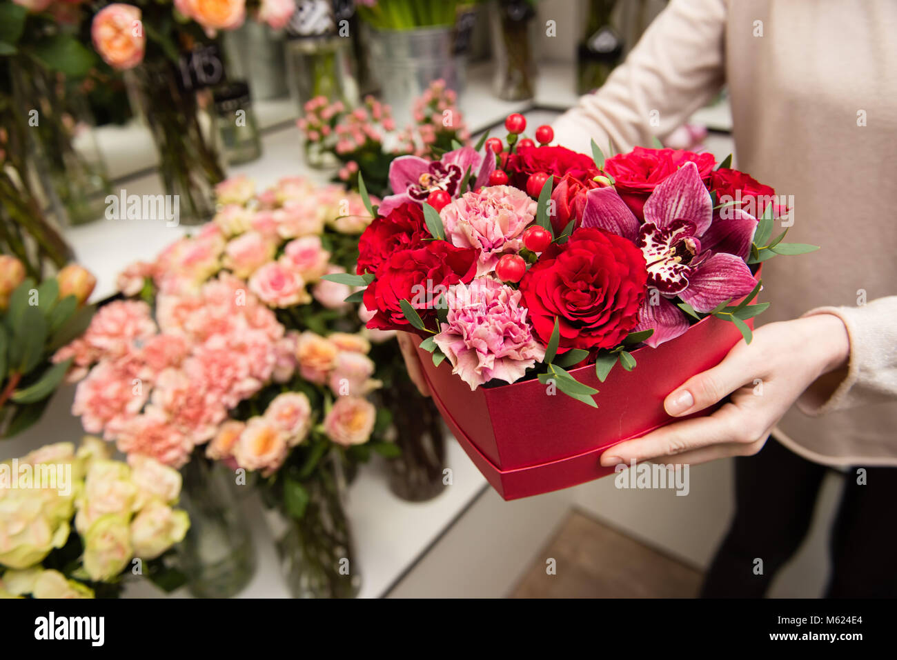 Female hands hold red hi-res stock photography and images - Alamy