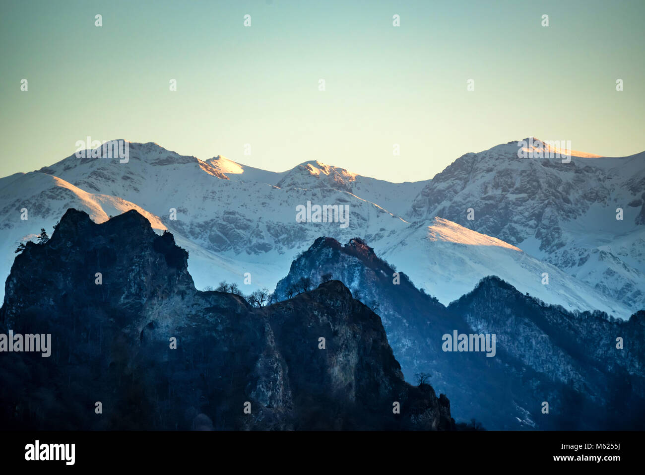 Winter mountain landscape with rocks and snow Stock Photo - Alamy