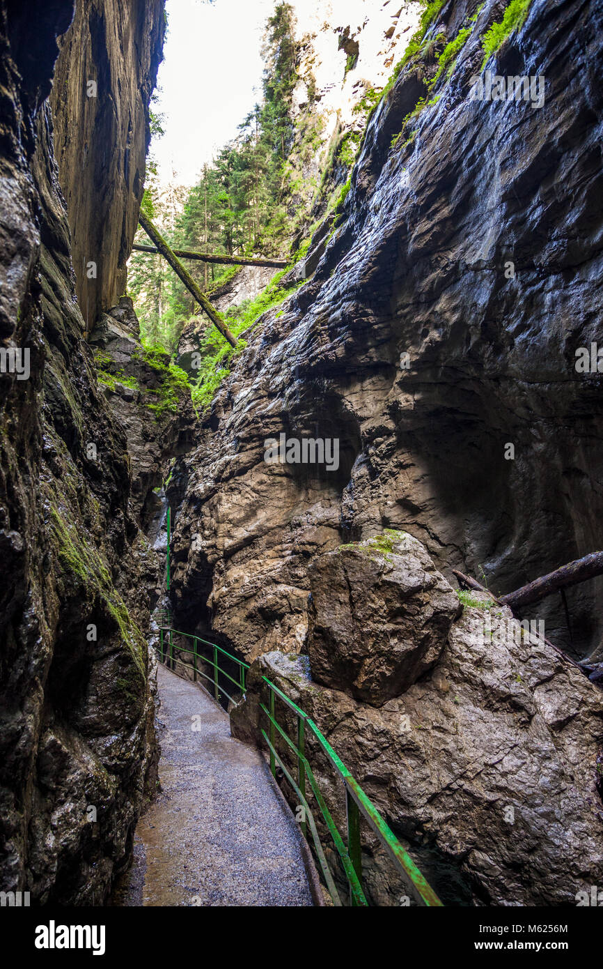 Breitachklamm, gorge created by the river Breitach in the Allgäu Alps ...