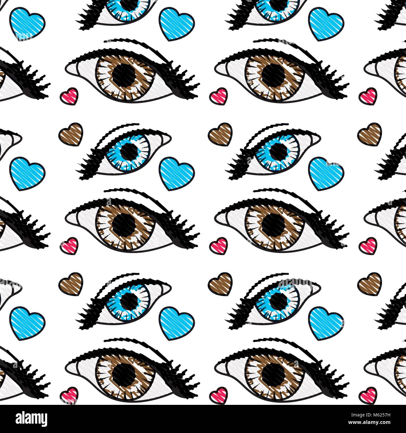 eye human with hearts pattern background Stock Vector Image & Art - Alamy