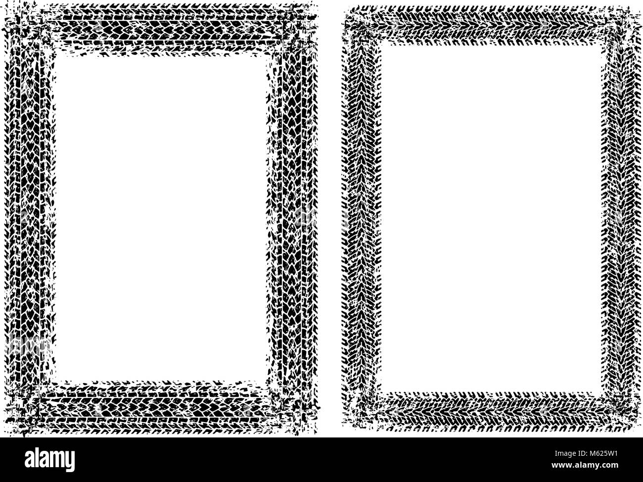 Pair of grunge frames with tire tracks. Vector illustration Stock Photo ...
