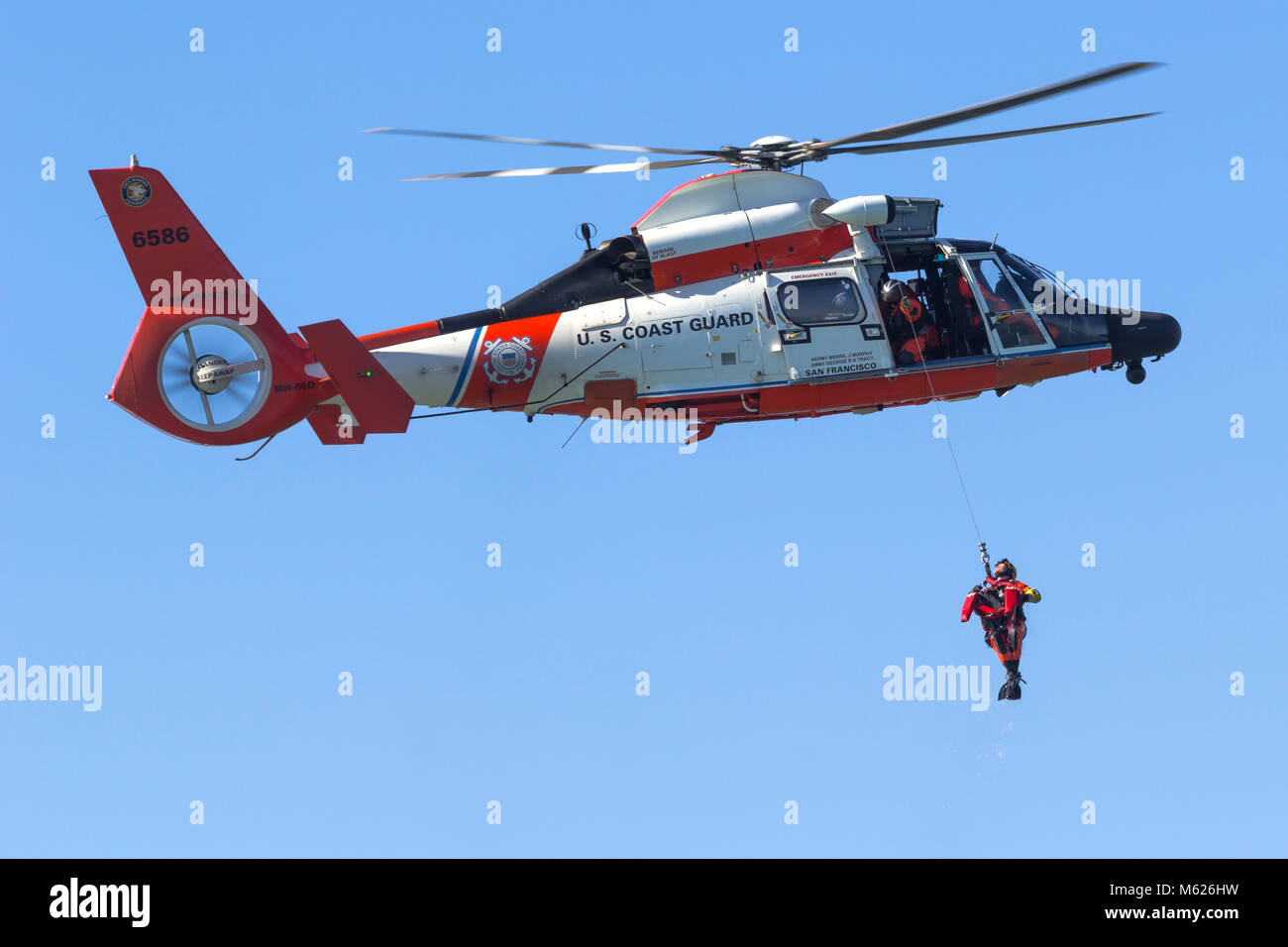 USCG MH-65 Dolphin in heritage paint scheme from Station San Francisco ...