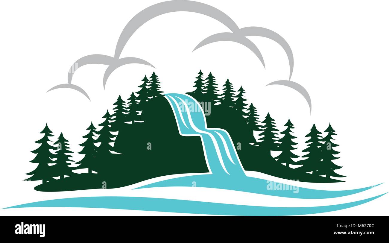 Mountain Waterfall Logo Design Template Vector Stock Vector Image & Art ...