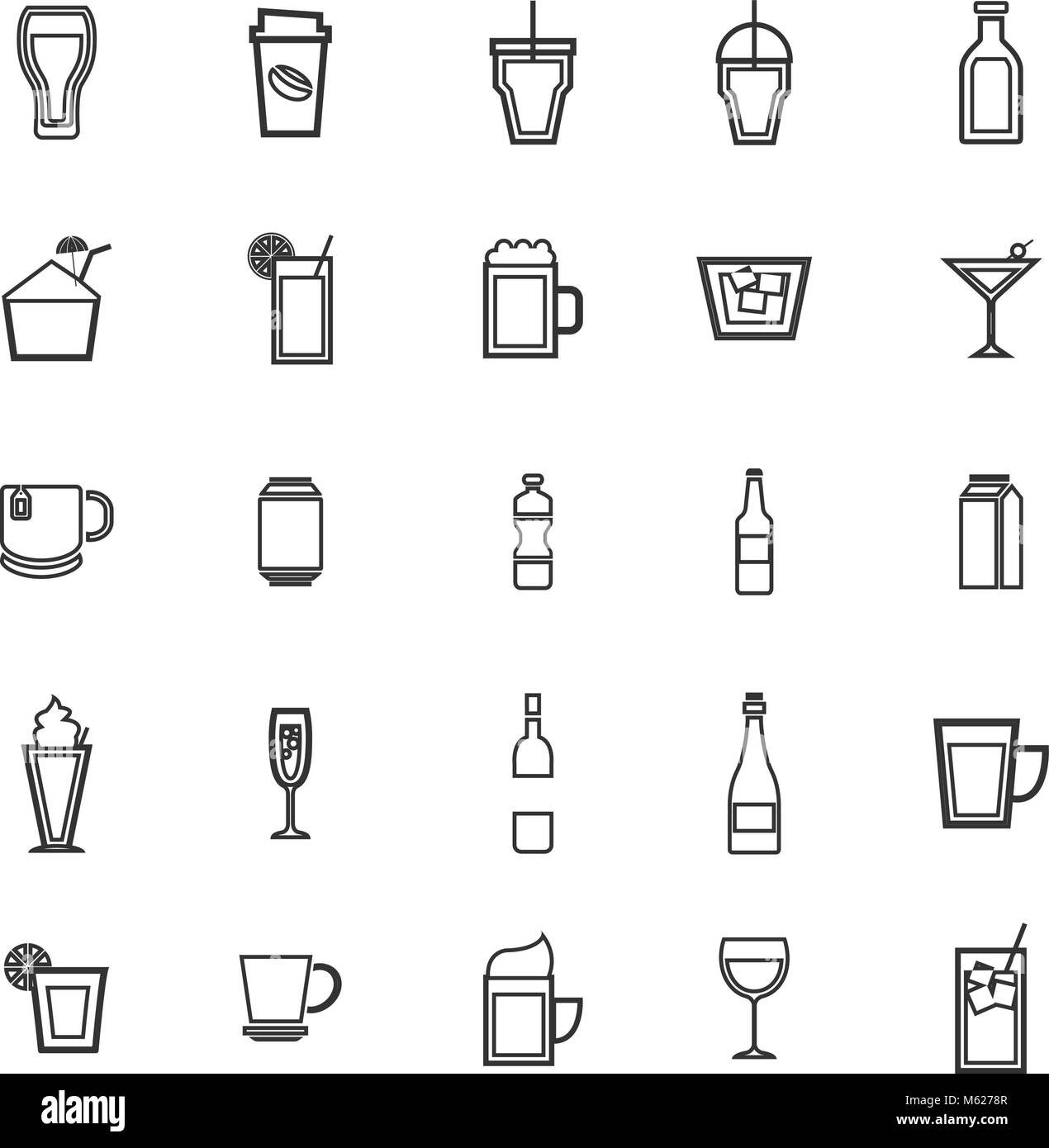 Beverage line icons on white background, stock vector Stock Vector ...