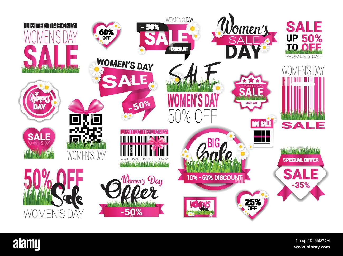 Big Set Of Sale Stickers For International Womens Day Special Offer ...