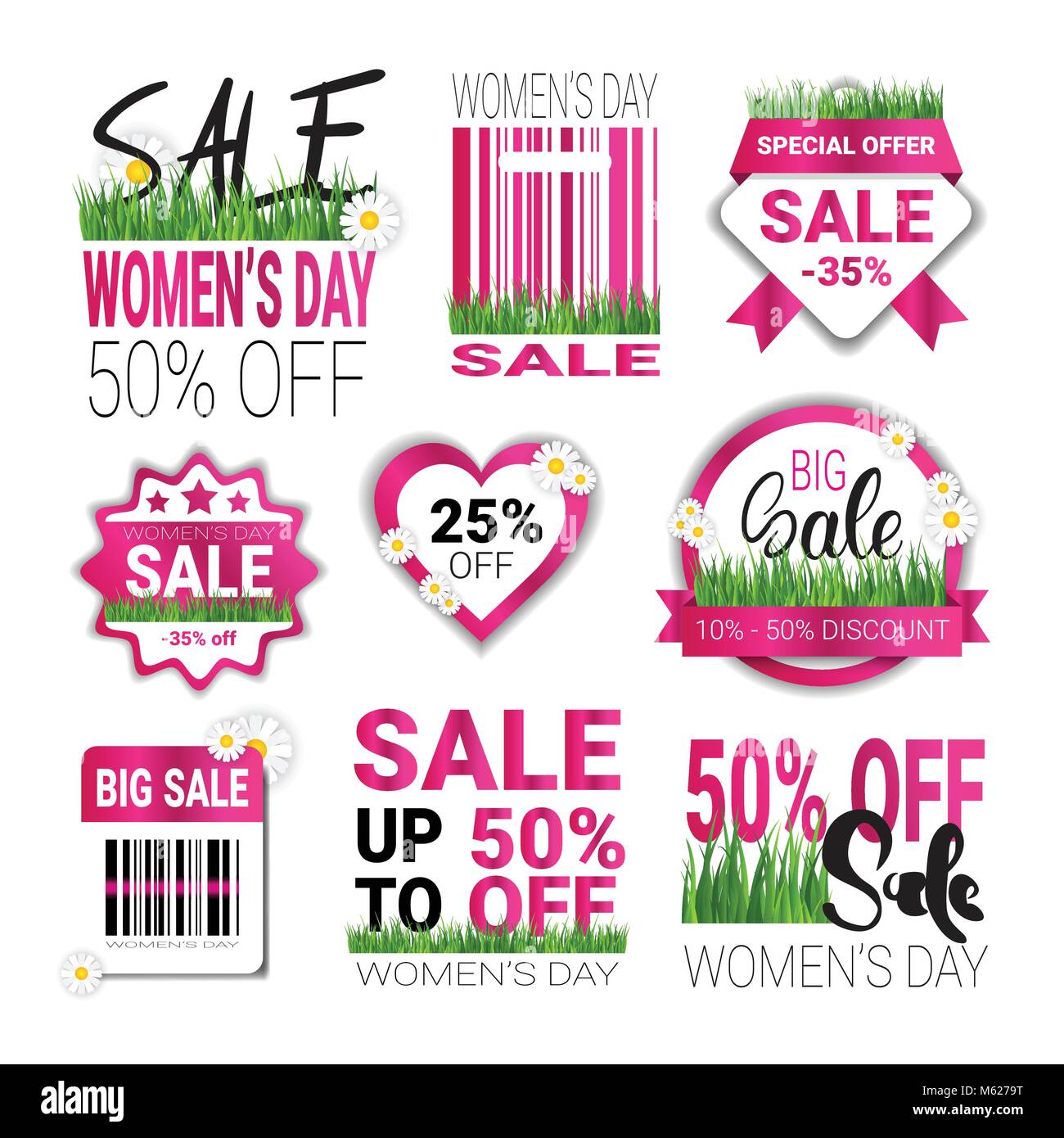Discounts For 8 March Tags Set Template International Women Day Sale ...
