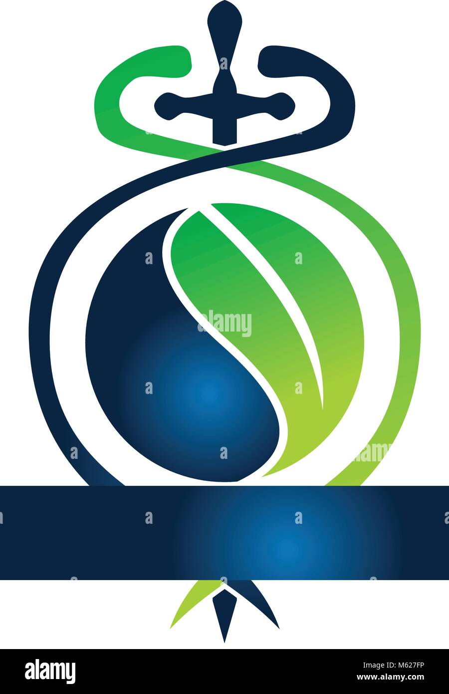 Sword Caduceus Leaf Emblem Blank Template Stock Vector Image & Art - Alamy