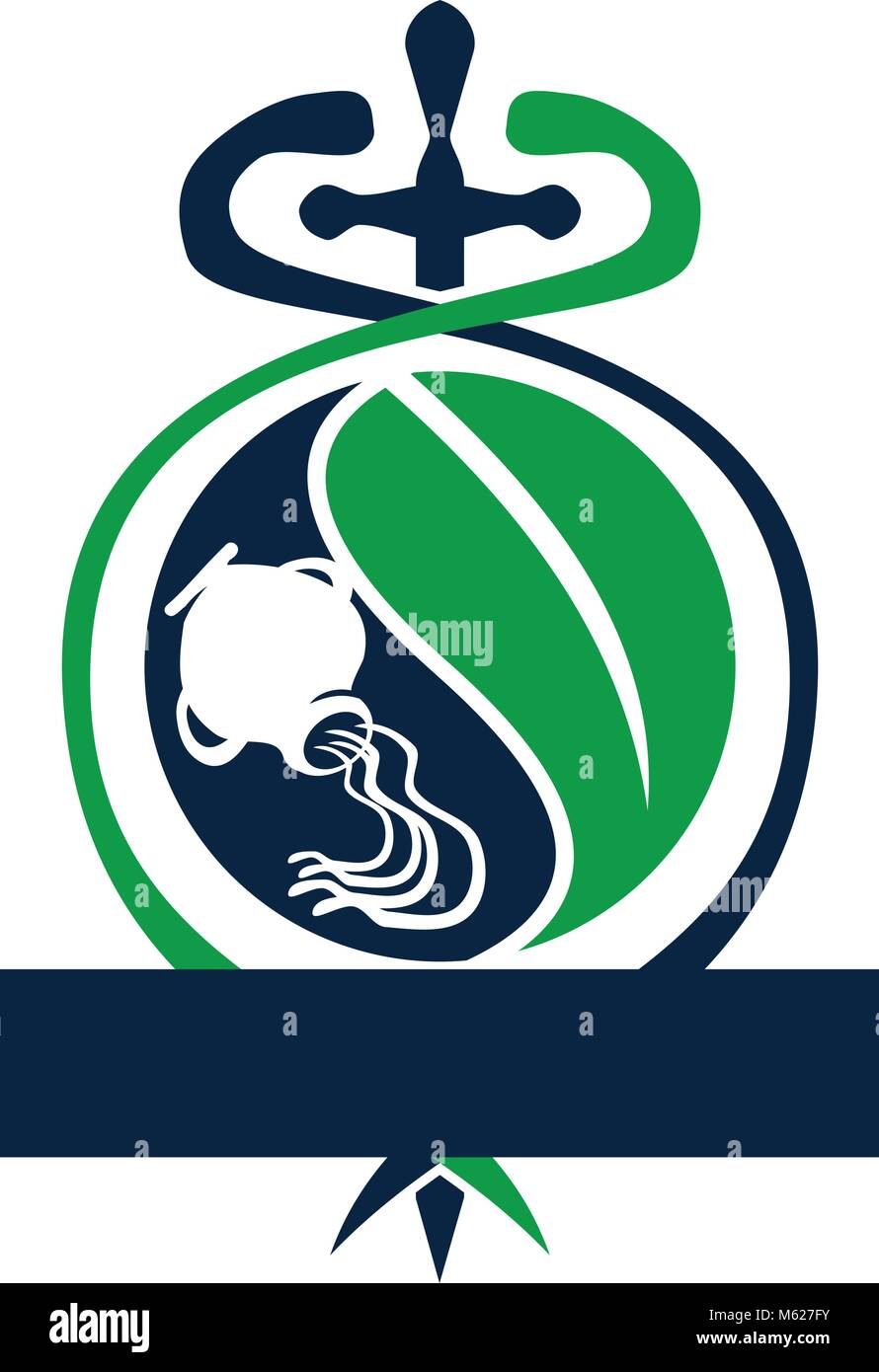 Sword Caduceus Leaf Emblem Blank Template Stock Vector Image & Art - Alamy