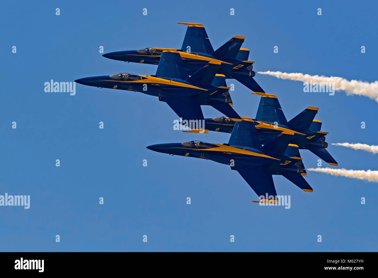 Jet fighters of the Navy Blue Angels flying at the 2017 Huntington ...