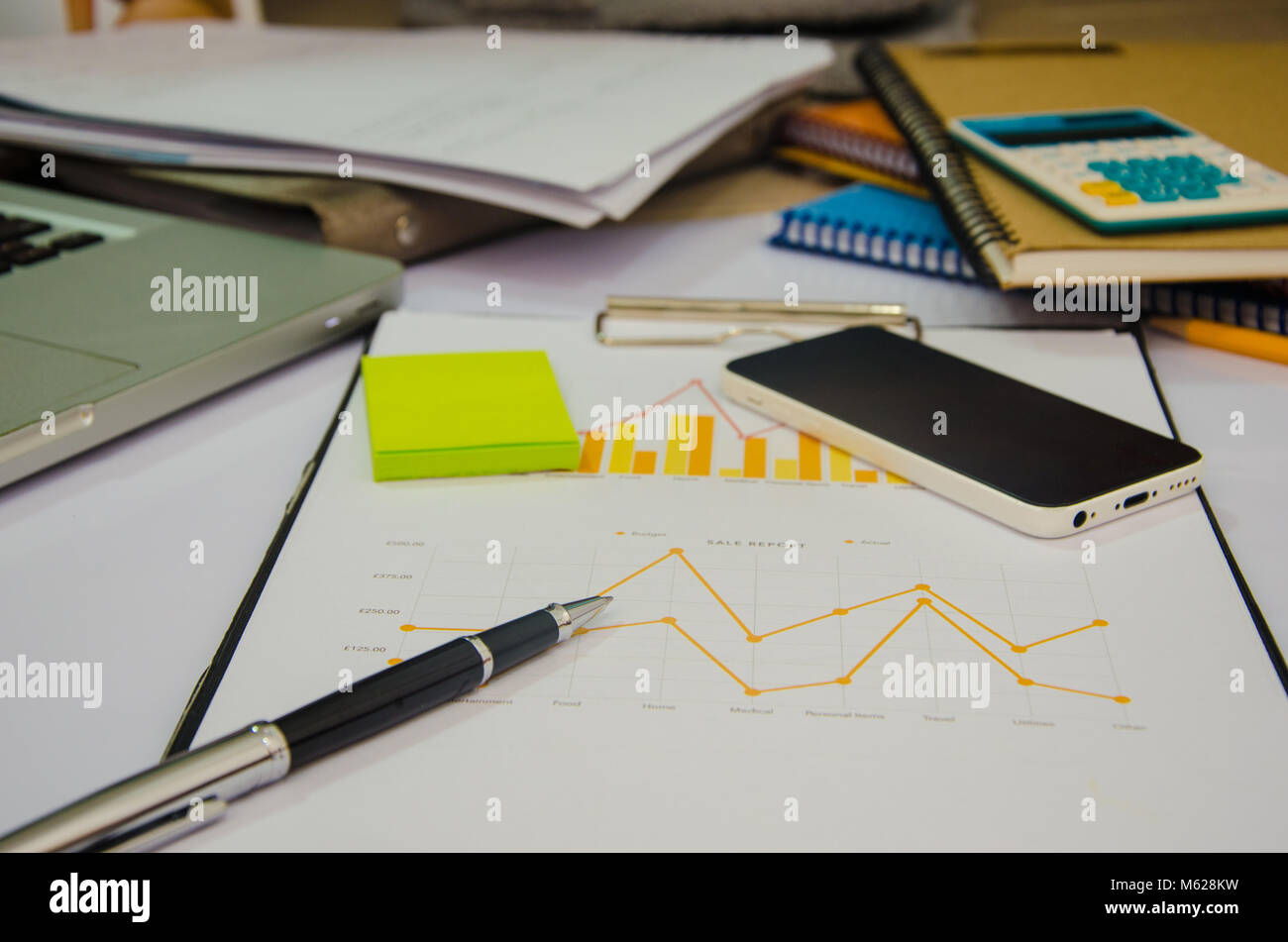 Business document Financial chart and graph Stock Photo - Alamy