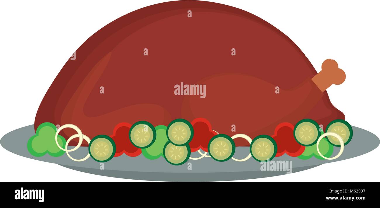 colorful roast turkey over white background vector illustration Stock ...