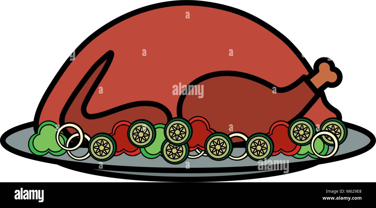 colorful roast turkey over white background vector illustration Stock ...