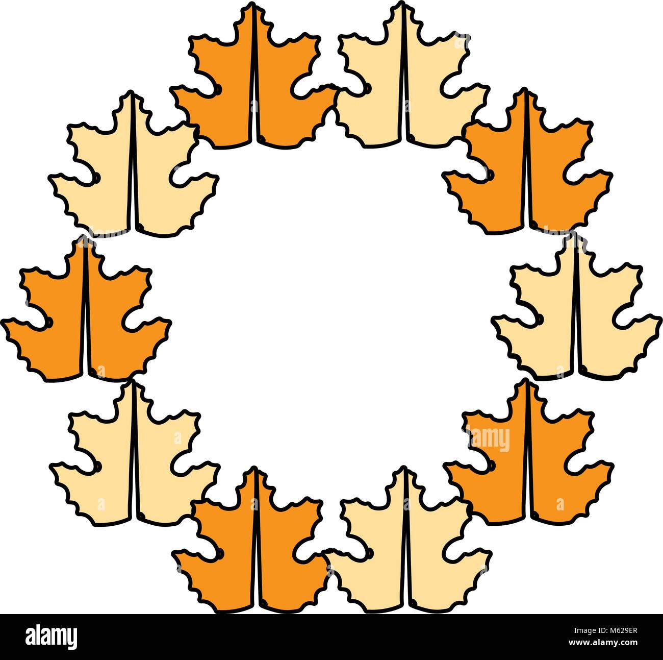 colored round frame maple leaves over white background vector ...
