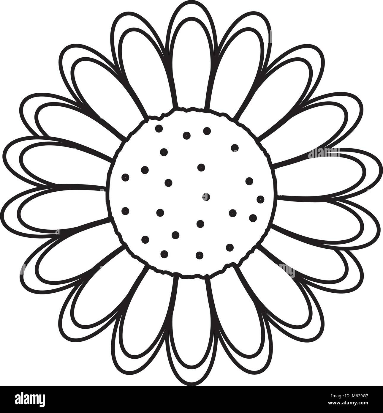 flat line uncolored flower over white background vector illustration ...