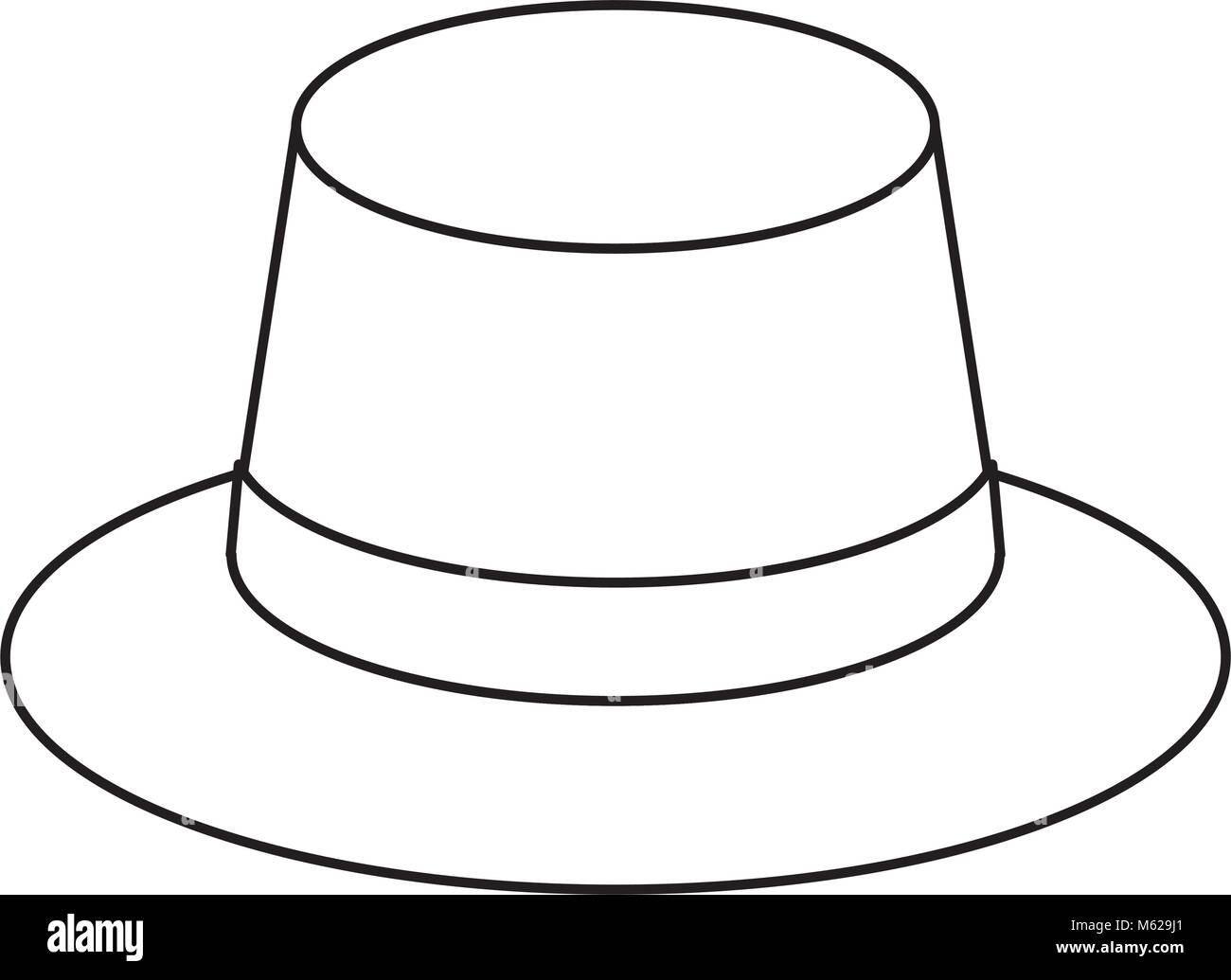 flat line uncolored hat over white background vector illustration Stock ...
