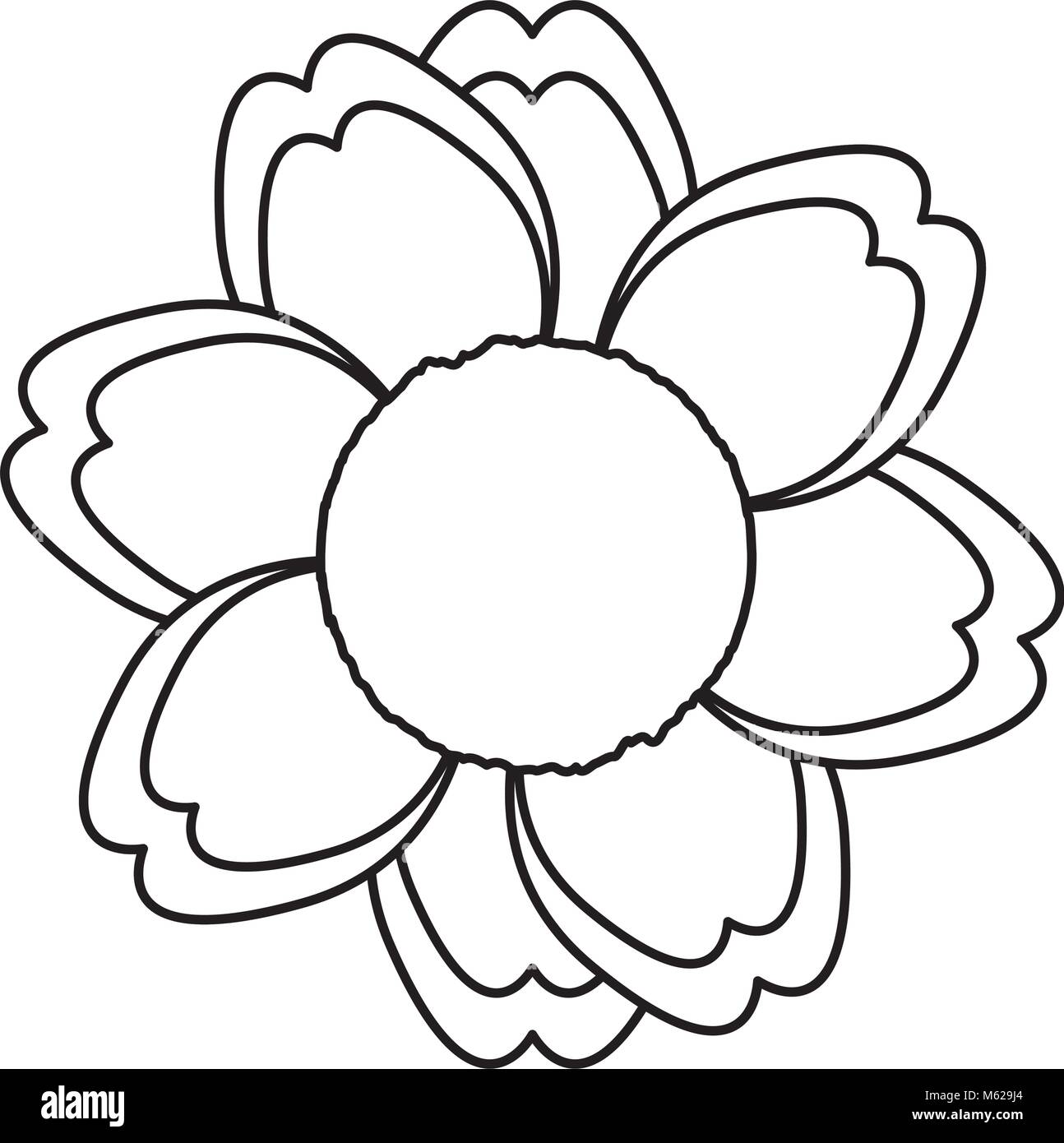 flat line uncolored flower over white background vector illustration ...