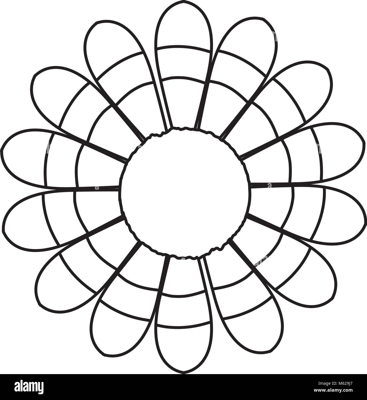 flat line uncolored flower over white background vector illustration ...