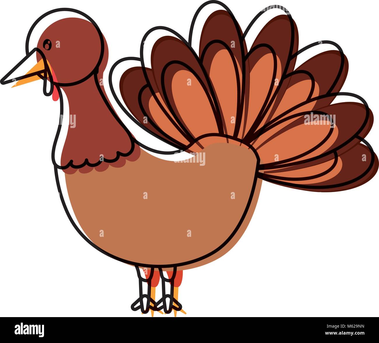 cartoon turkey icon over white background colorful design vector ...