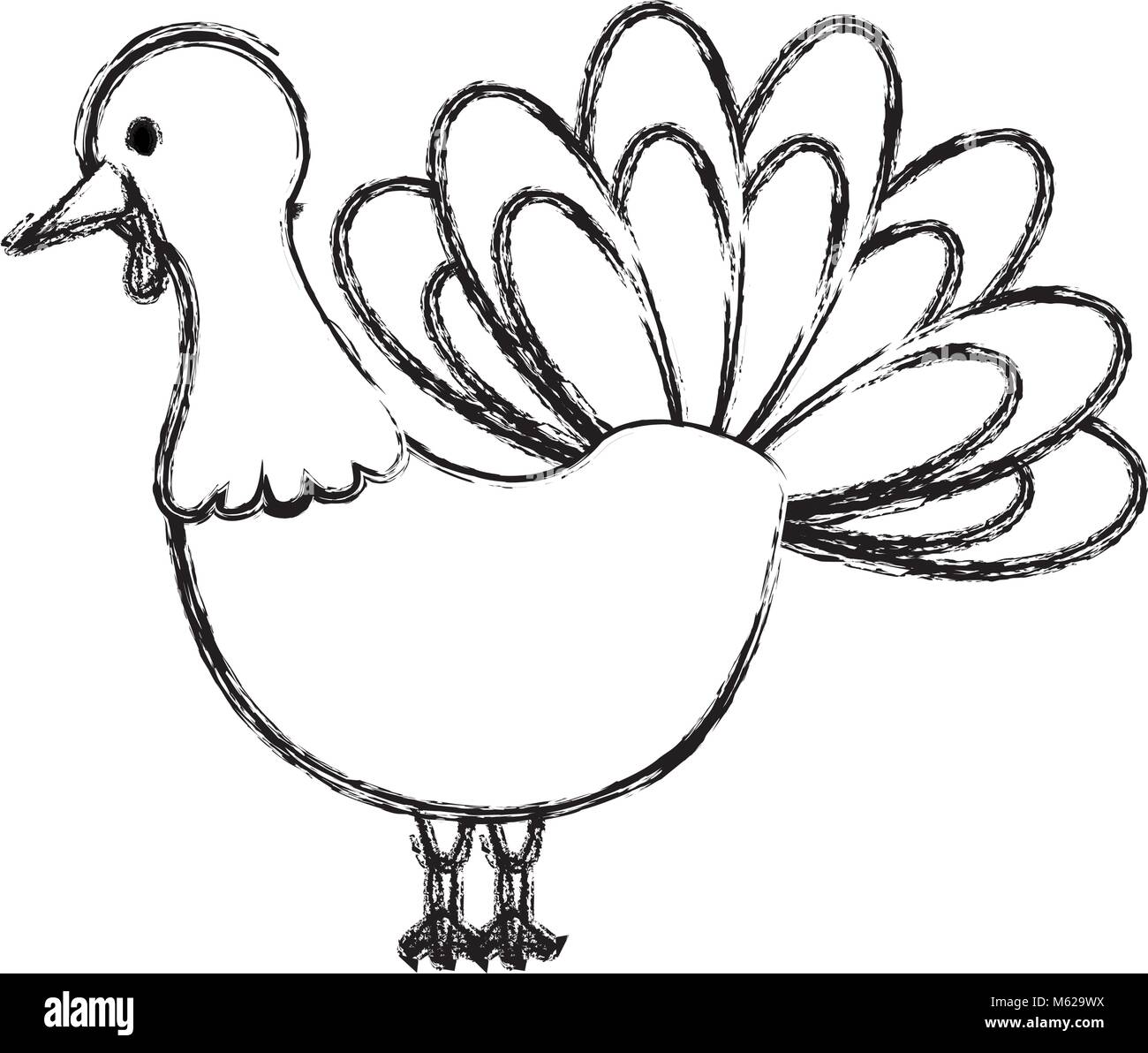 sketch of cartoon turkey icon over white background vector illustration ...