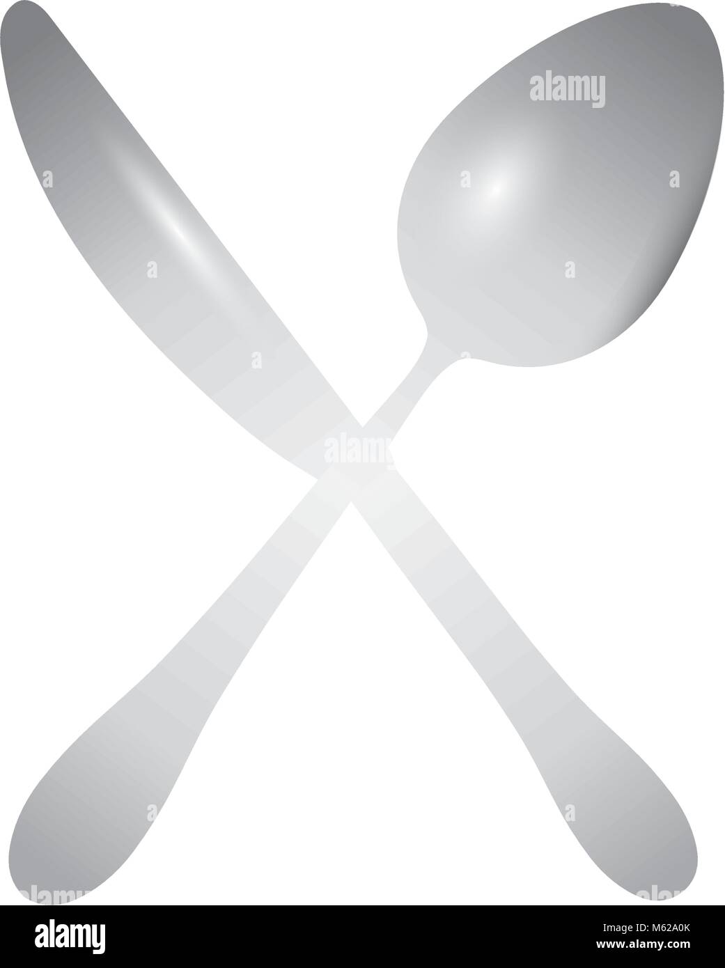 knife and spoon crossed over white background vector illustration Stock ...