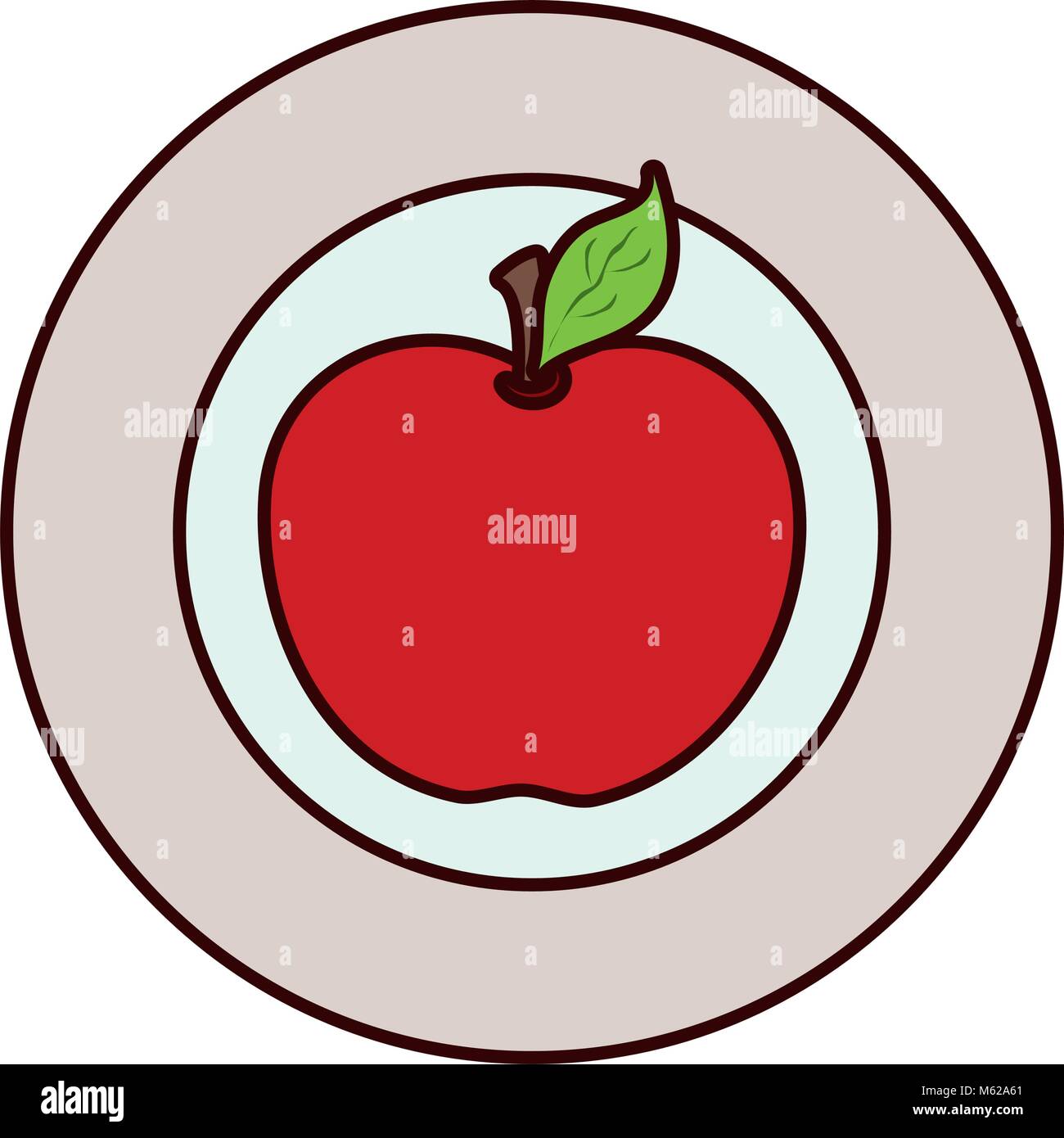 plate with apple vector illustration Stock Vector Image & Art - Alamy