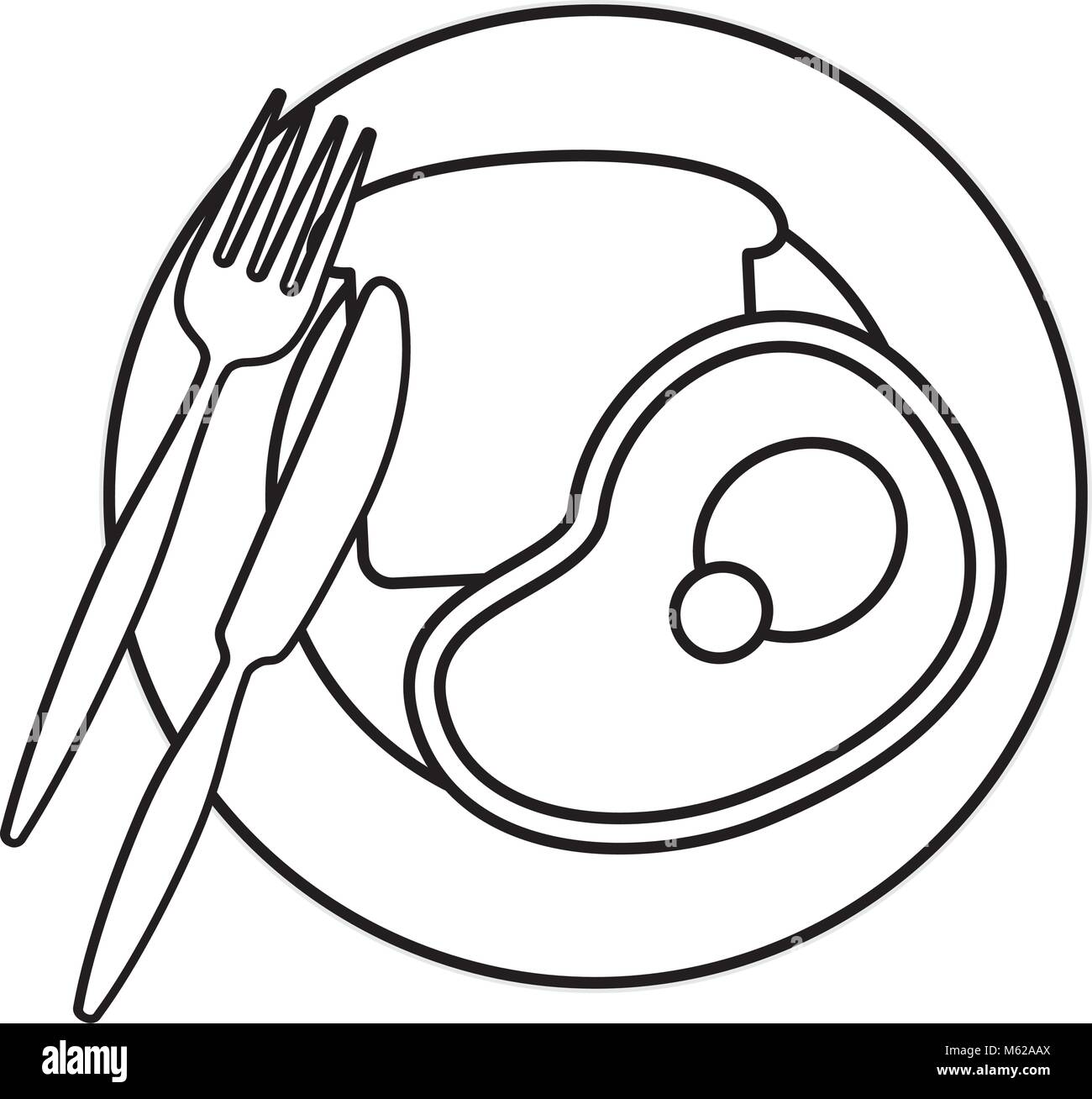 plate with meat vector illustration Stock Vector Image & Art - Alamy