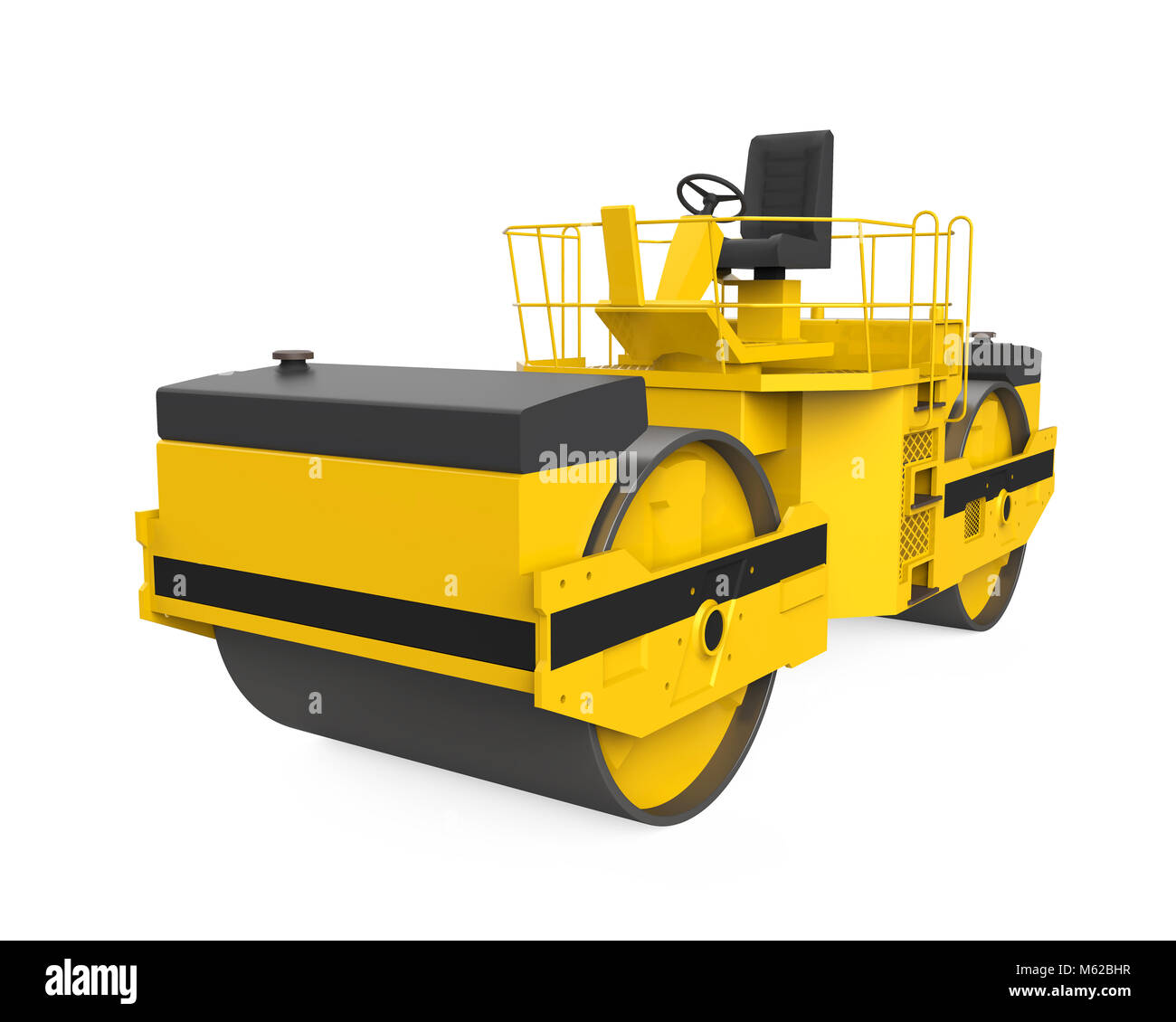Yellow Road Roller Isolated Stock Photo - Alamy